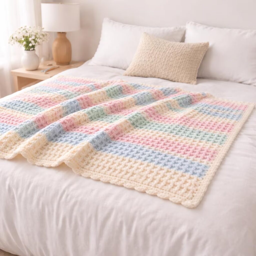 Easy Waffle Stitch Crochet Baby Blanket Pattern PDF | Cozy Multi-Color ...